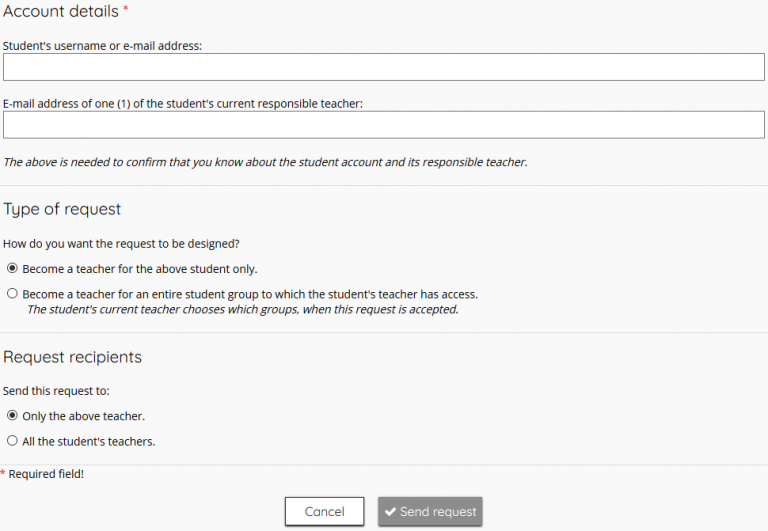 Send request for access to an existing student or group - Help center ...