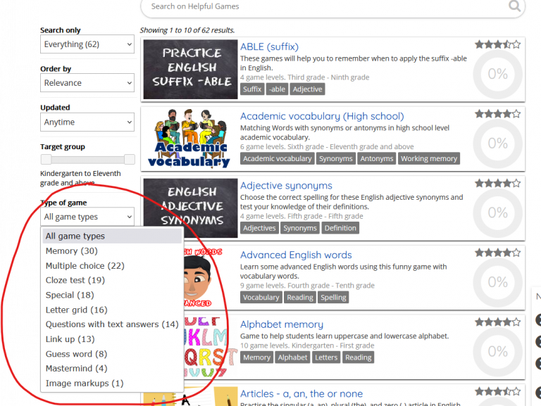 Improved search: Find games by game type - New site function - Helpful ...